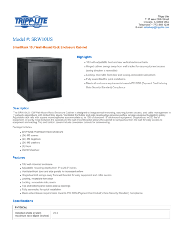 Tripp Lite SmartRack SRW10US Features & Specifications | Manualzz