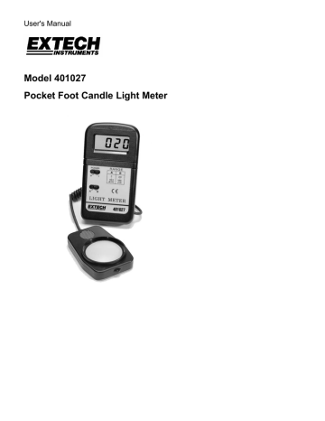 Extech 401027 Pocket Foot Candle Light Meter User's Manual | Manualzz