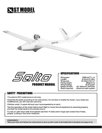 ST MODEL Salto RC Plane Product Manual | Manualzz