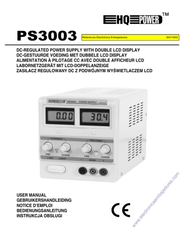 DC regulated power supply PS 3003 User manual | Manualzz
