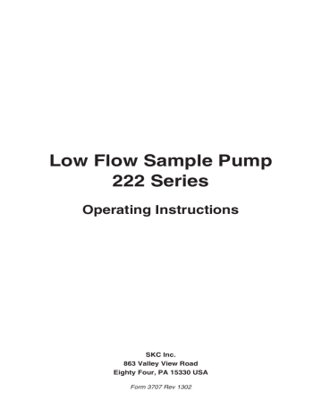 SKC 222 Low Flow Sample Pump Operating Instructions | Manualzz