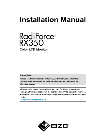 EIZO RadiForce RX350 Installation Manual | Manualzz