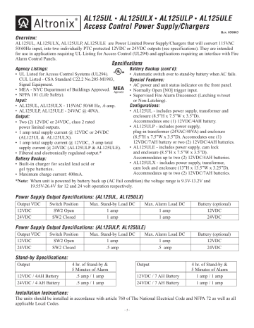 AL125UL • AL125ULX • AL125ULP • AL125ULE Access Control | Manualzz