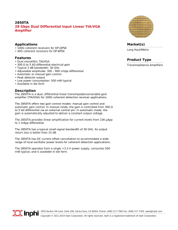 Inphi 2850TA Datasheet | Manualzz