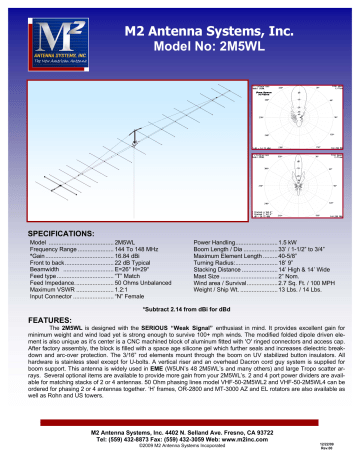 M2 Antenna Systems 2M5WL Assembly Manual | Manualzz