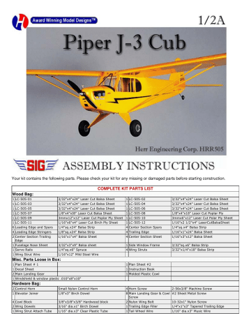 HERR HRR505 PIPER J-3 CUB 1/2A Instruction manual | Manualzz