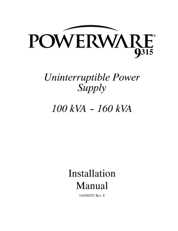 Powerware 9315 Installation manual | Manualzz