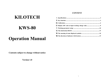 KILOTECH KWS 80 Operation Manual | Manualzz