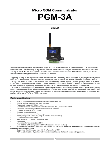 GSM Communicator PGM-3 3A Manual | Manualzz