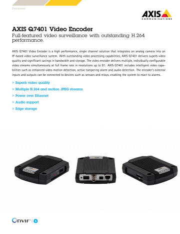 Axis Q7401 Video Encoder Data Sheet | Manualzz