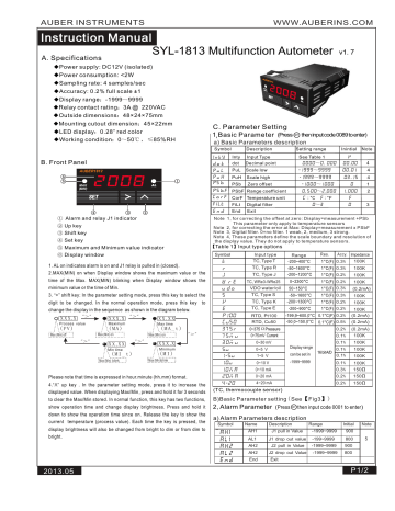 Auber Instruments SYL-1813 Instruction manual | Manualzz