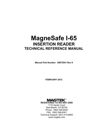 Magtek MagneSafe I-65 Technical Reference Manual | Manualzz