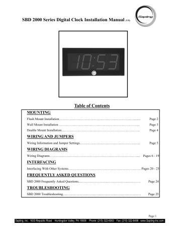 Sapling SBD 2000 Installation manual | Manualzz