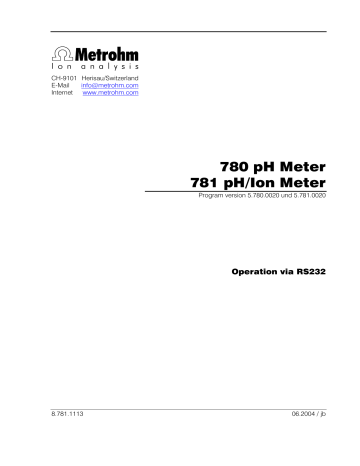 Metrohm 780 pH Meter Instructions for use | Manualzz