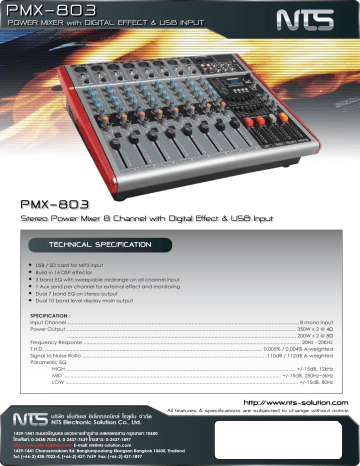 NTS PMX 803 Datasheet | Manualzz