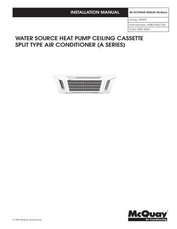 McQuay WSHP Instalation Instructions | Manualzz