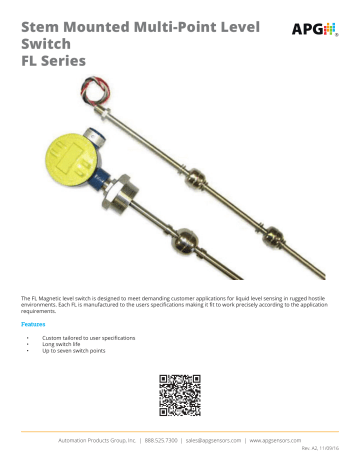 APG FL Series Float Switch Datasheet | Manualzz