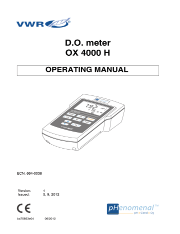 dissolved oxygen meter OX 4000 H Operating Manual | Manualzz