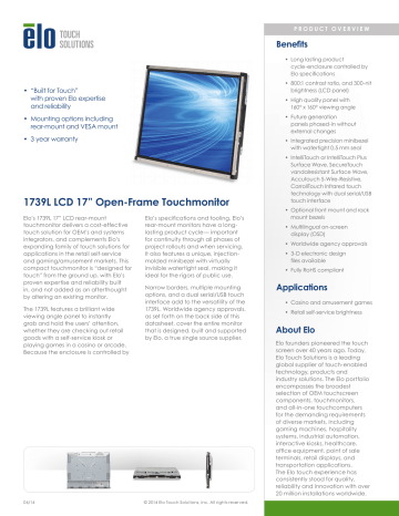 Elo Touch Solutions 1739L LCD 17" Datasheet | Manualzz