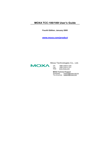MOXA TCC-100, TCC-100I User’s Guide | Manualzz