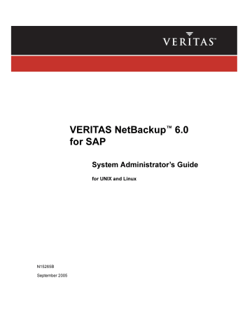 VERITAS NetBackup for SAP 6.0 System Administrator's Guide | Manualzz