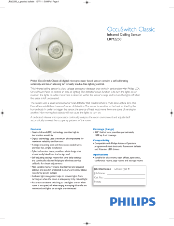 Philips OccuSwitch Classic Ceiling Mount Specifications | Manualzz
