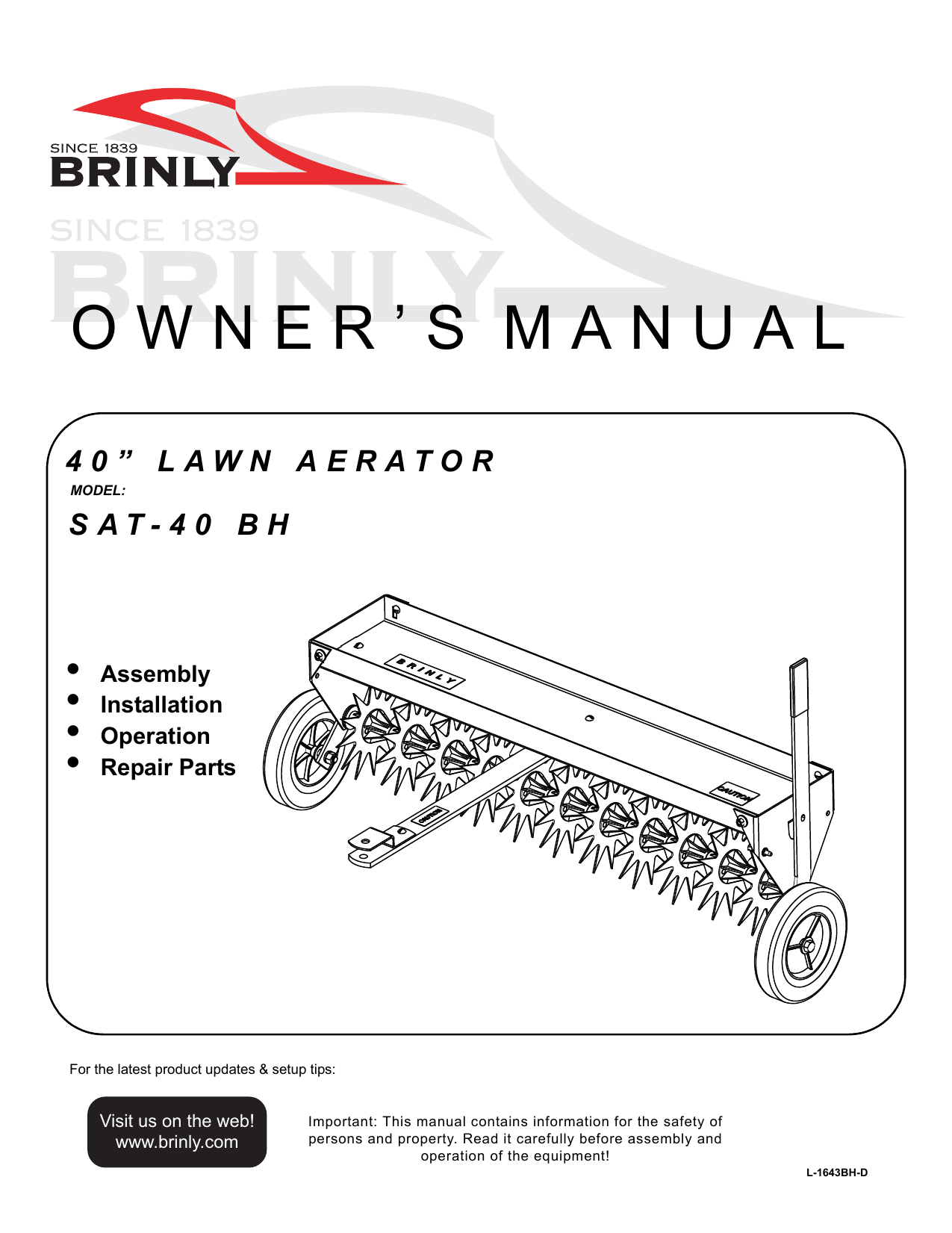 Brinly-Hardy 40 in. Tow-Behind Spike Aerator with Transport Wheels ...