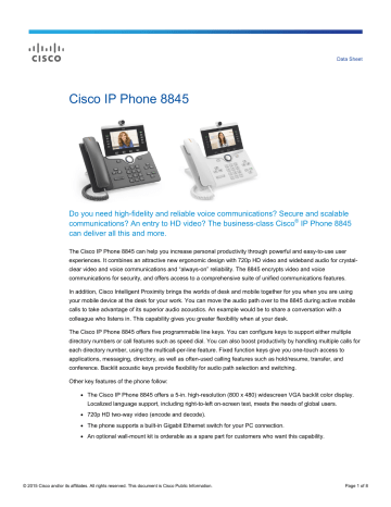 Cisco IP phone 8800 8845 Data Sheet | Manualzz
