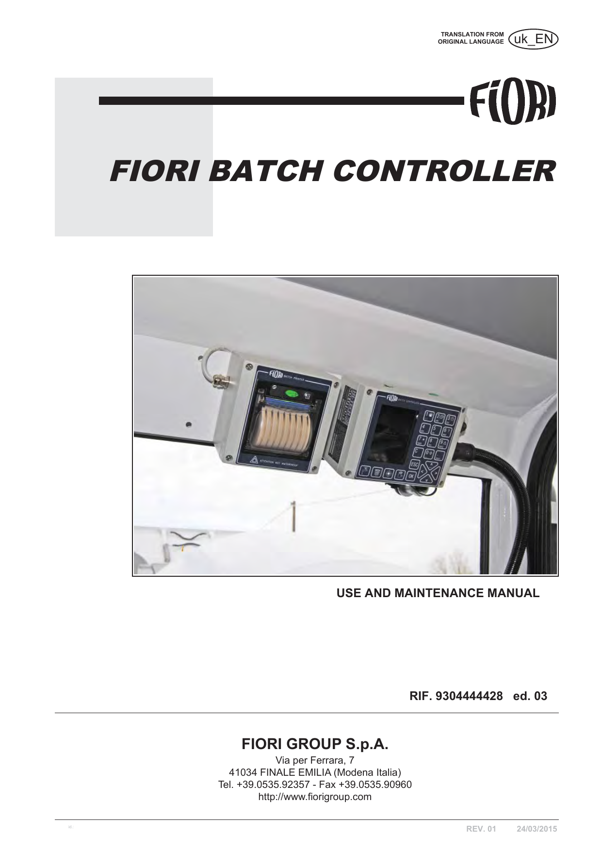 Fiori Batch Controller Use and Maintenance Manual | Manualzz