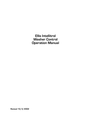 Ellis Intellitrol Washer Control Operation Manual | Manualzz