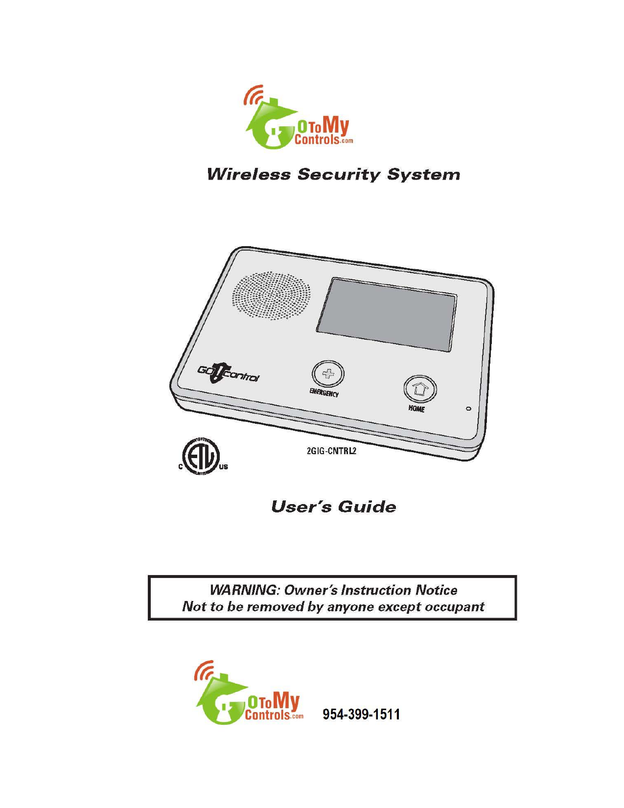 Go!Control 2GIG-CNTRL2 User manual | Manualzz