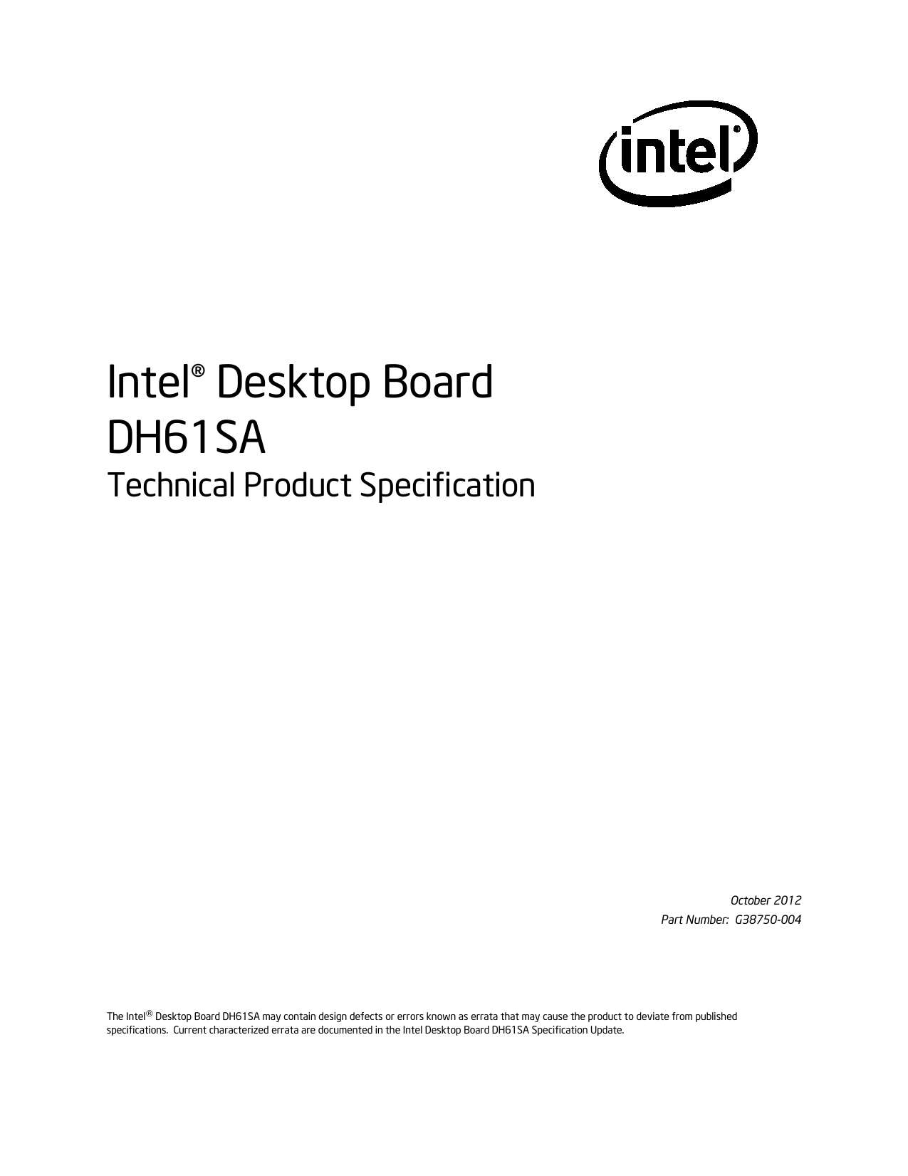 Intel DH61SA Specification | Manualzz