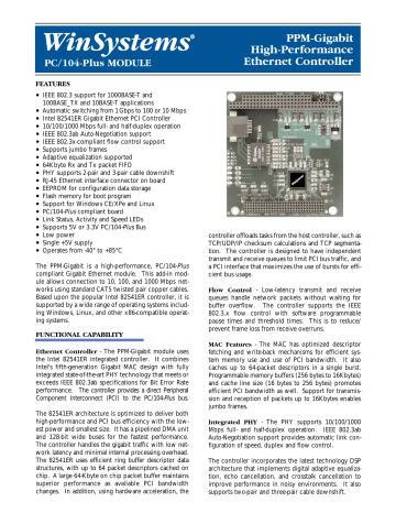 WinSystems PPM-GIGABIT-G PC/104-Plus Gigabit Ethernet module Datasheet ...