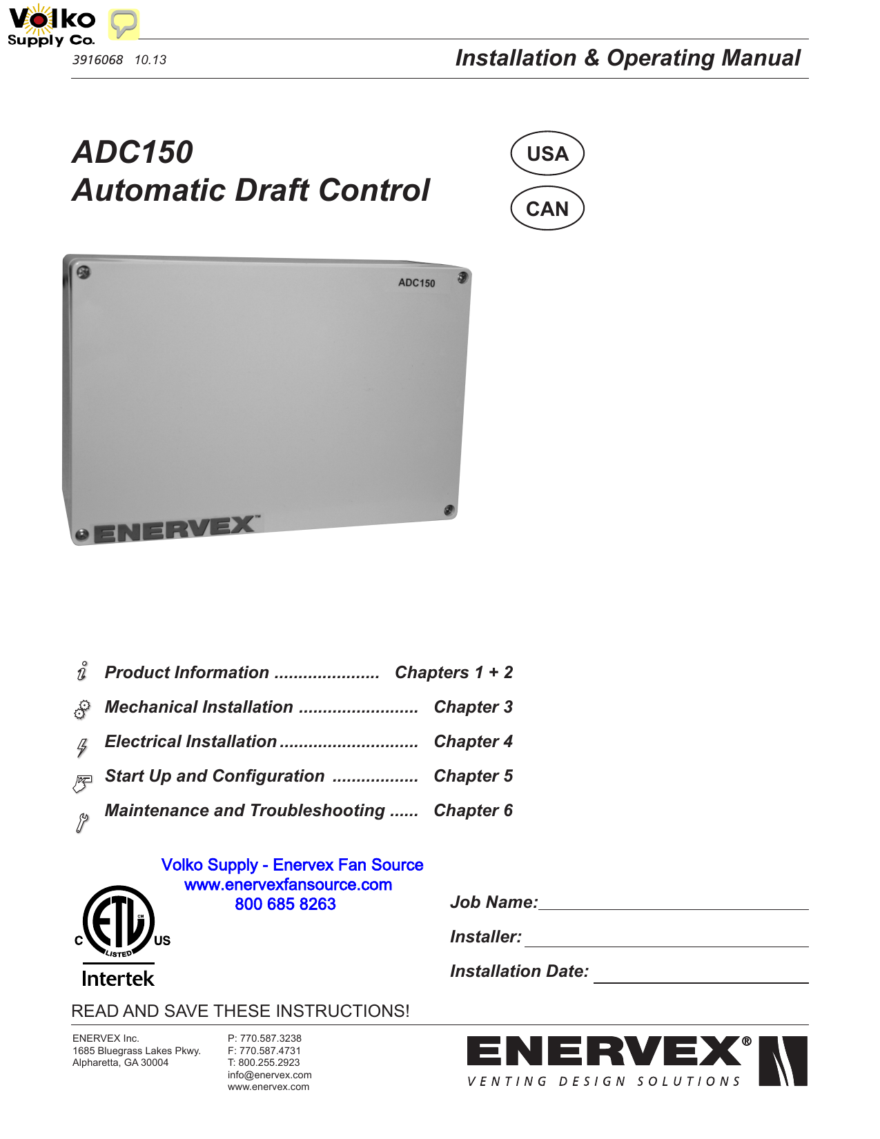 ENERVEX ADC150 Automatic Draft Control | Manualzz