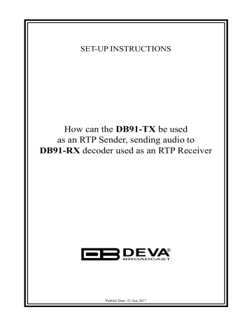 DEVA Broadcast DB91-TX Setup Instructions | Manualzz