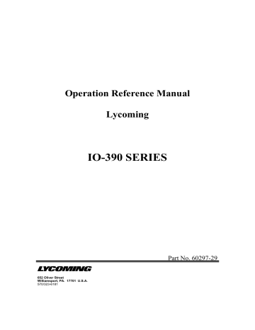 Lycoming IO-390 SERIES Operation Reference Manual | Manualzz