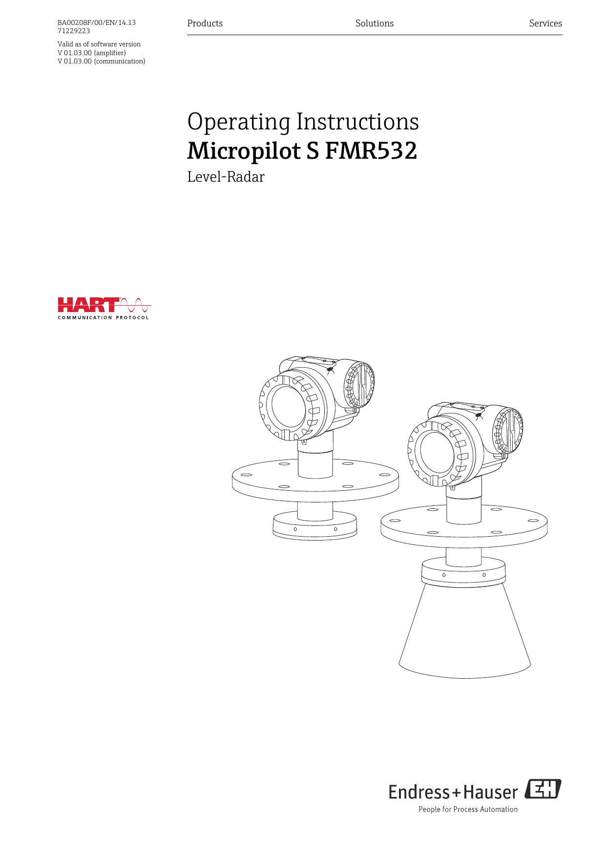 Endres+Hauser Micropilot S FMR532 HART Operating Instruction | Manualzz