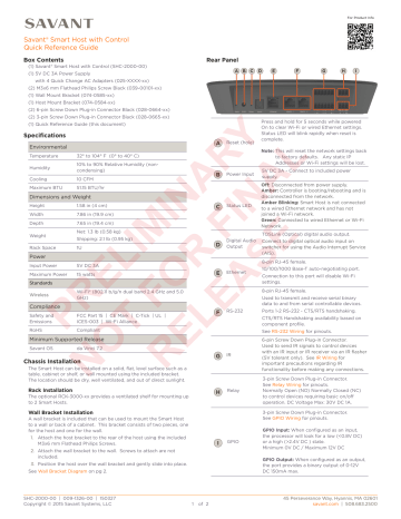 Savant Smart Host Quick Reference Guide | Manualzz