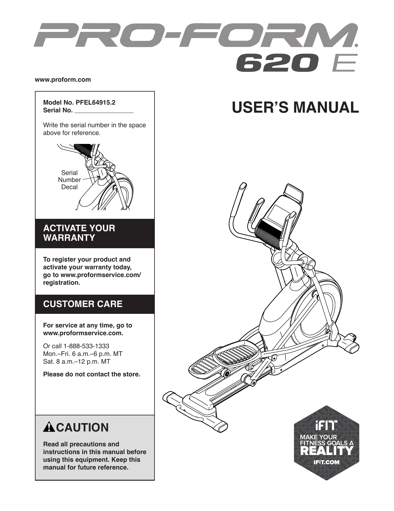 Pro-Form 620 E User manual | Manualzz