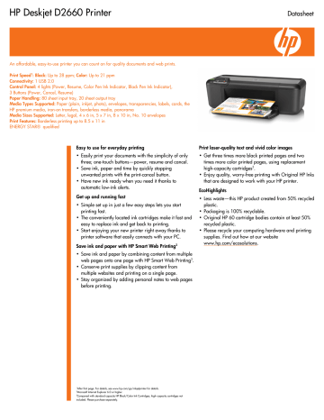 HP Deskjet D2660 Datasheet | Manualzz