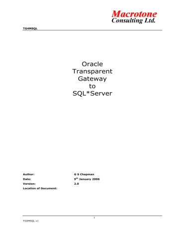 Oracle TG4MSQL User Manual | Manualzz