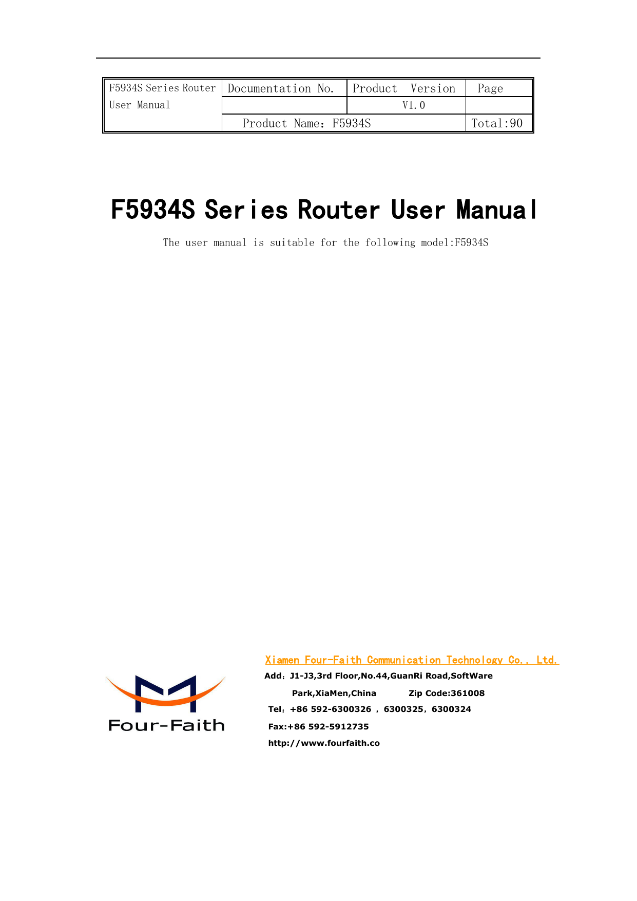 Four-Faith F5934S Series ROUTER User Manual | Manualzz