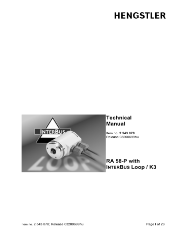 RA 58 P with INTERBUS Loop / K3 Technical Manual | Manualzz