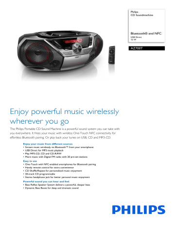 Philips AZ700T/12 CD Soundmachine Product Datasheet | Manualzz