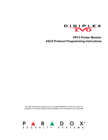 PARADOX Digiplex EVO PRT3 Programming Instructions Manual | Manualzz
