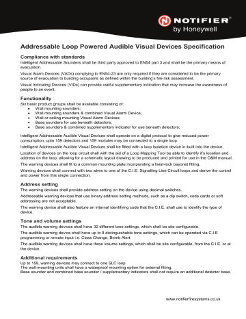 Notifier NFXI-WF-WC Specifications | Manualzz