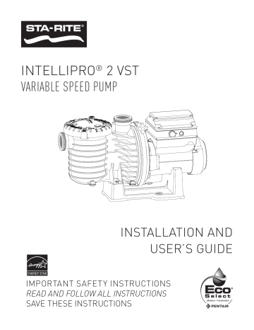 STA-RITE INTELLIPRO 2 VST Installation and User Manual | Manualzz