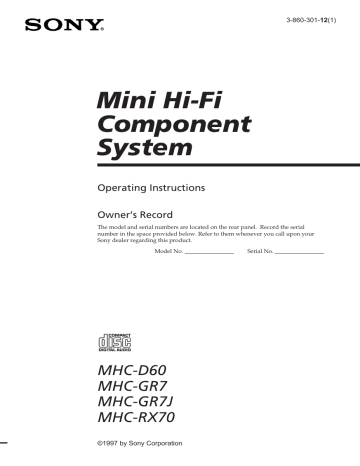 Sony MHC-RX70 User manual | Manualzz