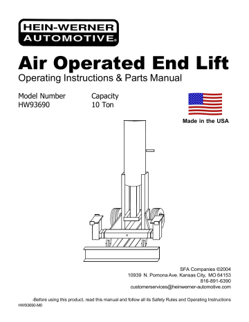 Air Operated End Lift HW93690 Operating Instructions & Parts Manual ...