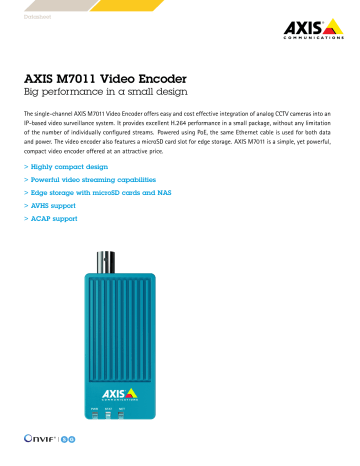 Axis M7011 Video Encoder Data Sheet | Manualzz
